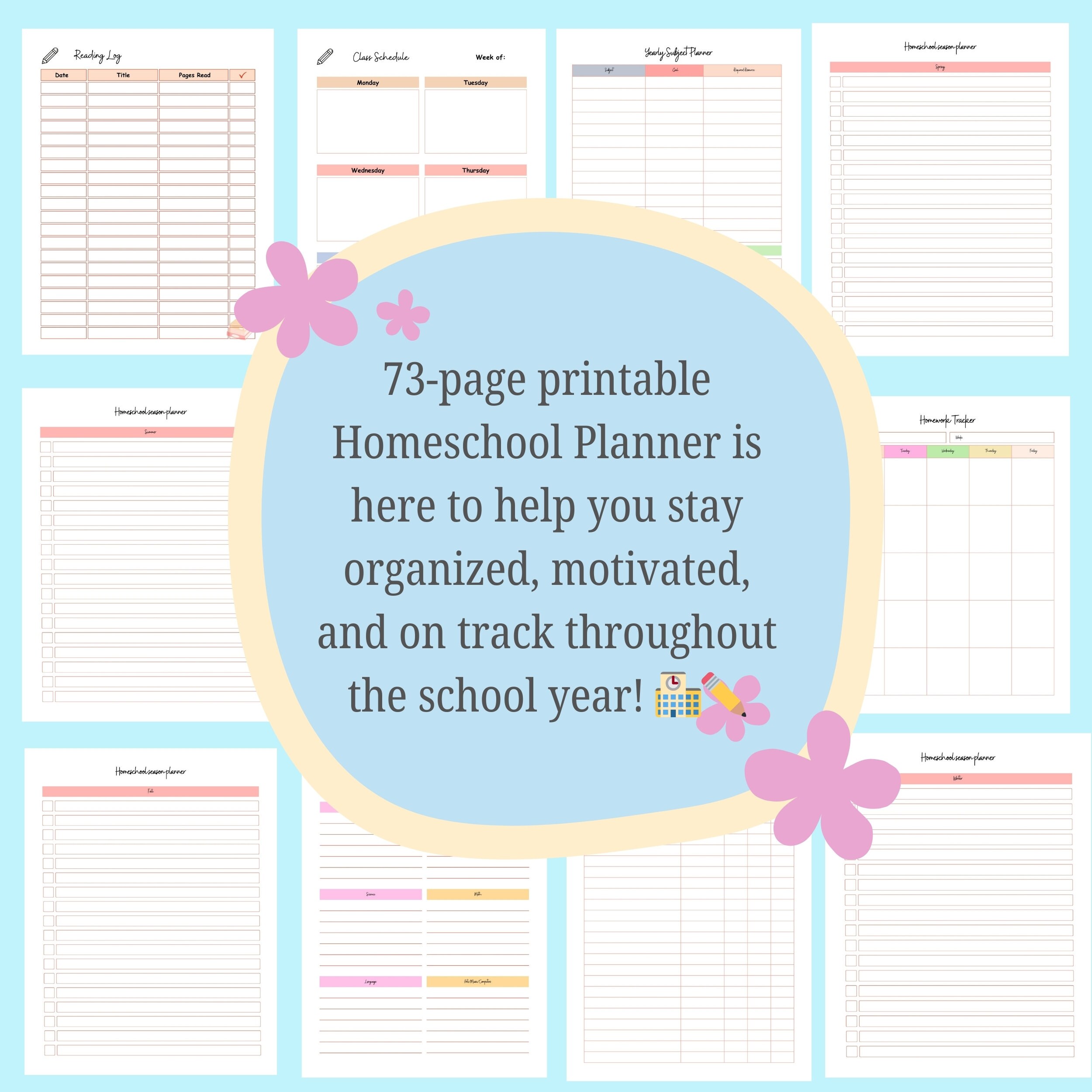 Homeschool Printable Planner, 73 Pg 2024/2025 Student Daily Schedule ...