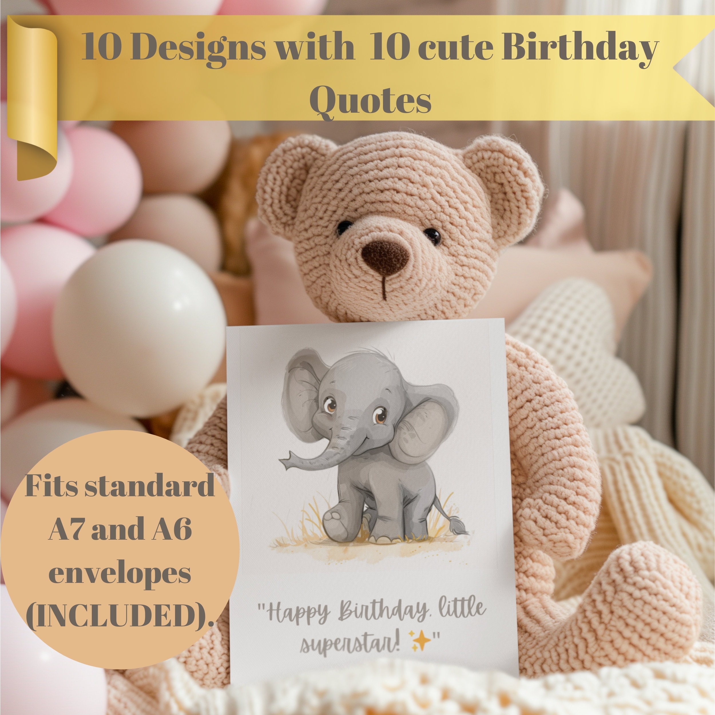 Cute Printable Greeting Cards for Kids Digital Download 10 Designs ...