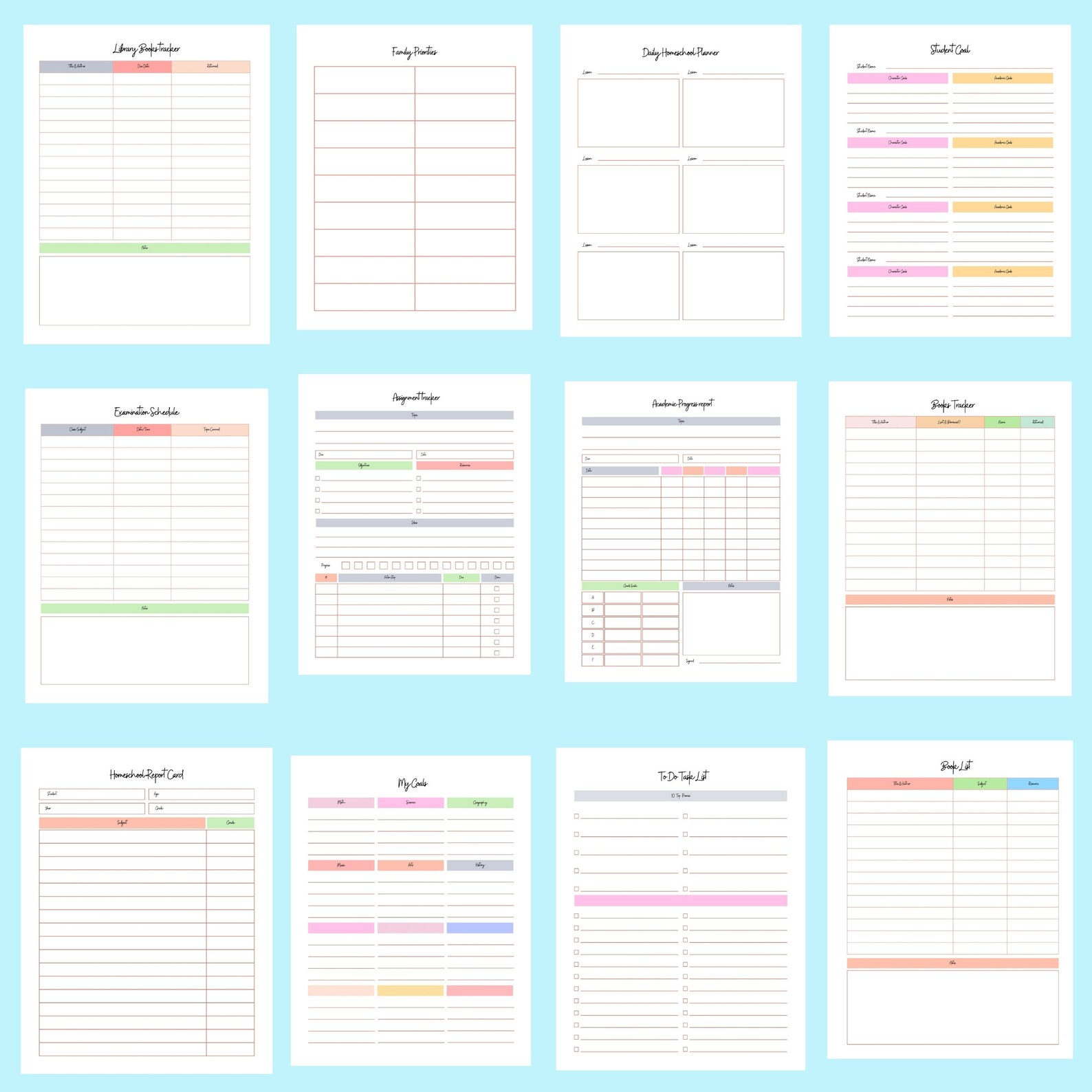 Homeschool Printable Planner, 73 Pg 2024/2025 Student Daily Schedule ...