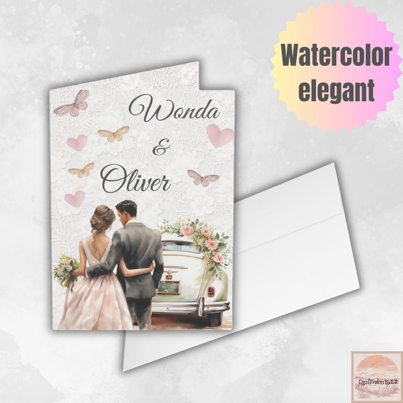 Watercolor Personalized Wedding Invitation: Elegant Celebration Card ...