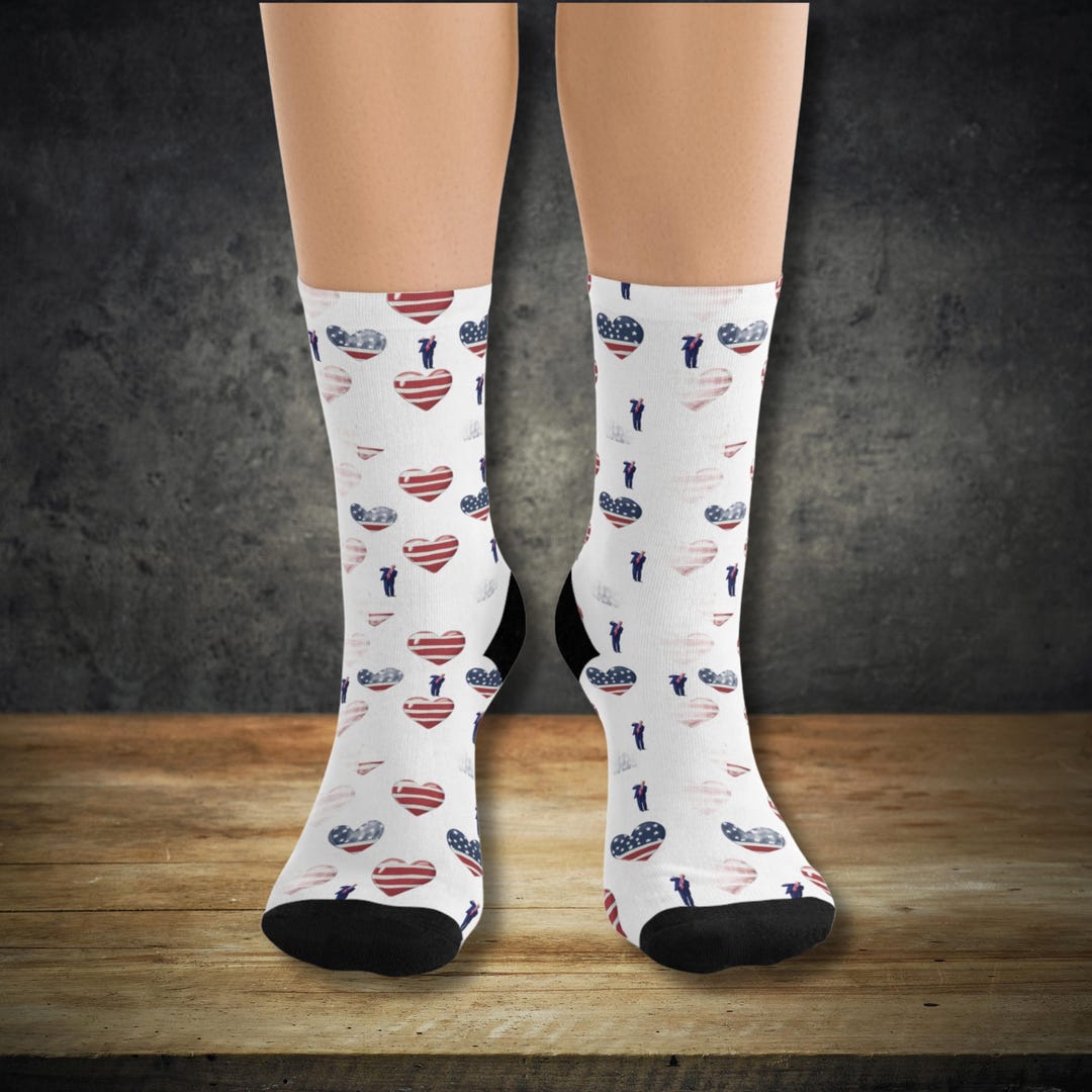 Socks, Valentines Day Gift, Trump Dancing, American Flag Hearts ...
