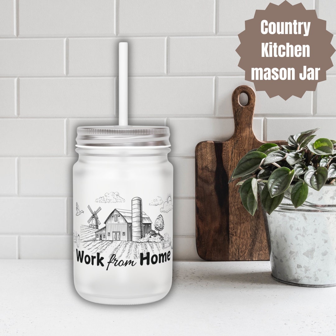 Frosted Glass Mason Jar,vintage Farmhouse Decor,country Kitchen Mason ...
