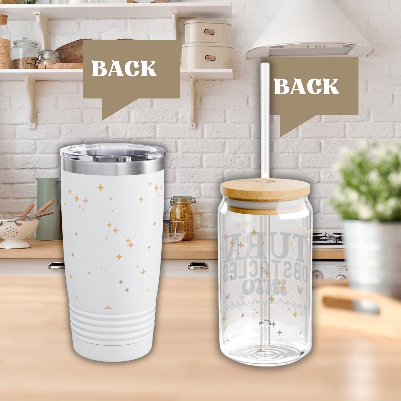 Fancy Iced 16oz Beverage Cup Bamboo Lid and Straw Stainless Steel 20oz ...