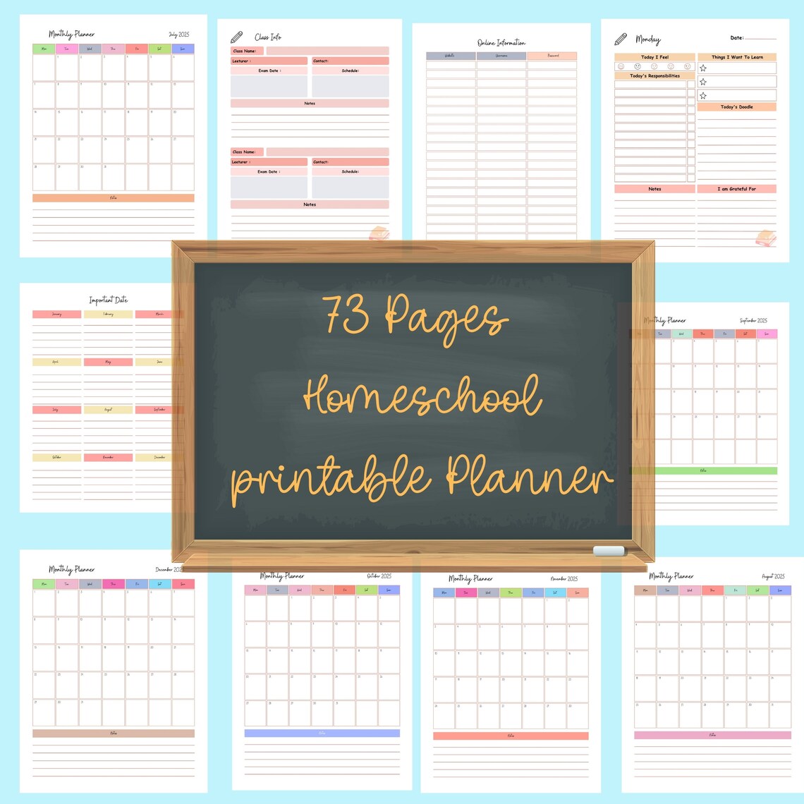 Homeschool Printable Planner, 73 Pg 2024/2025 Student Daily Schedule ...