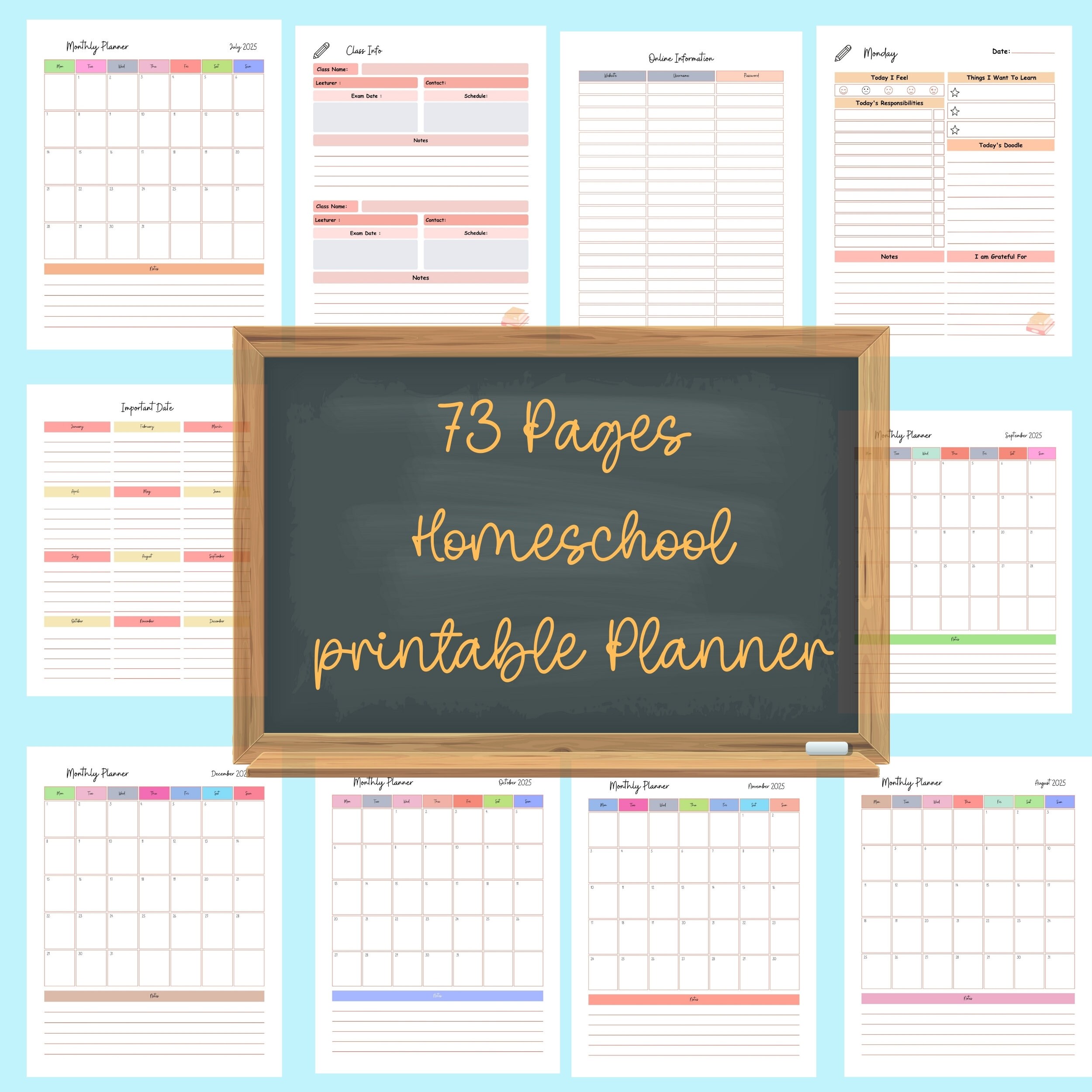 Homeschool Printable Planner, 73 Pg 2024/2025 Student Daily Schedule ...