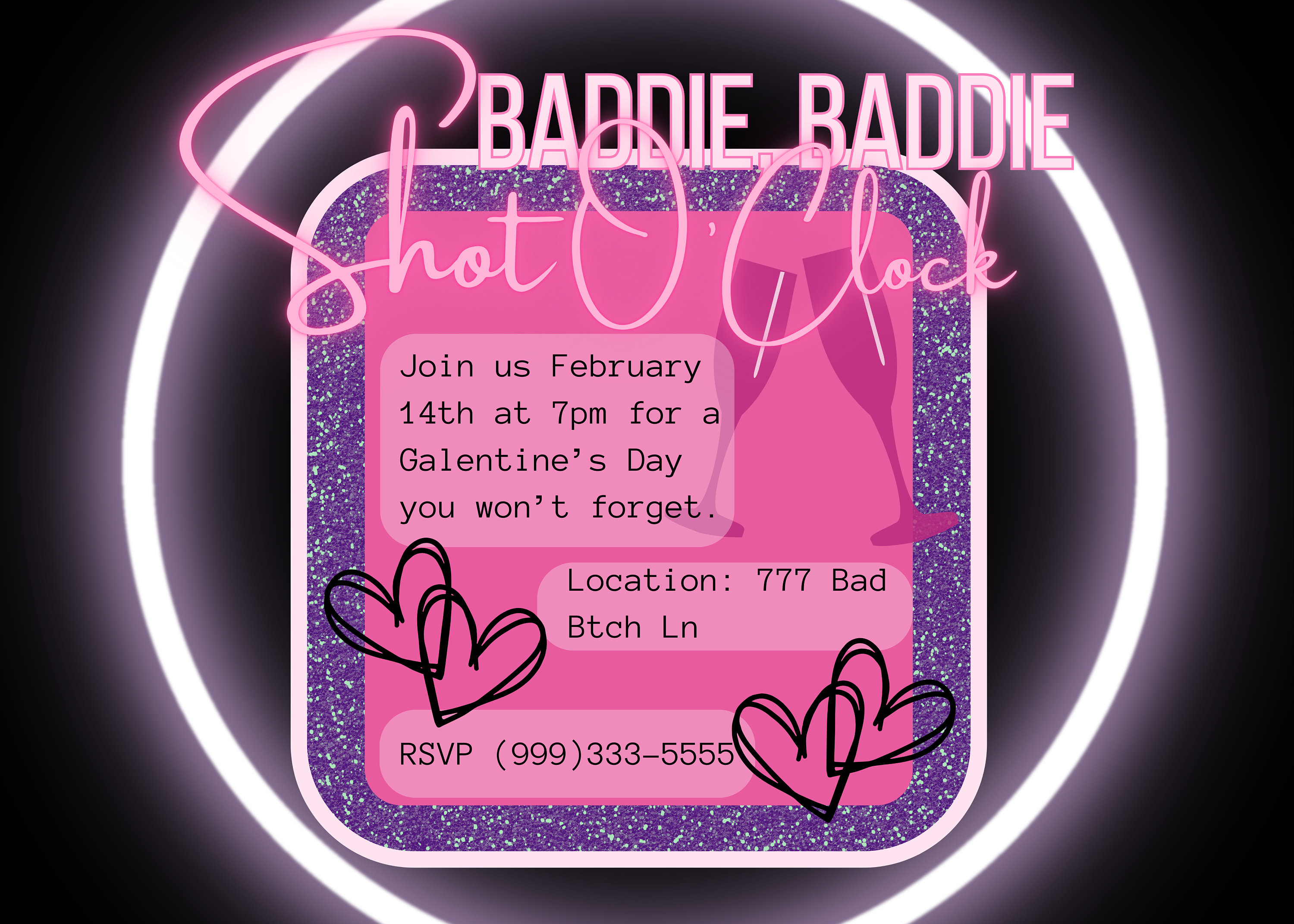 Baddie Baddie Shot O'clock Immediate, Customizable Digital Download ...