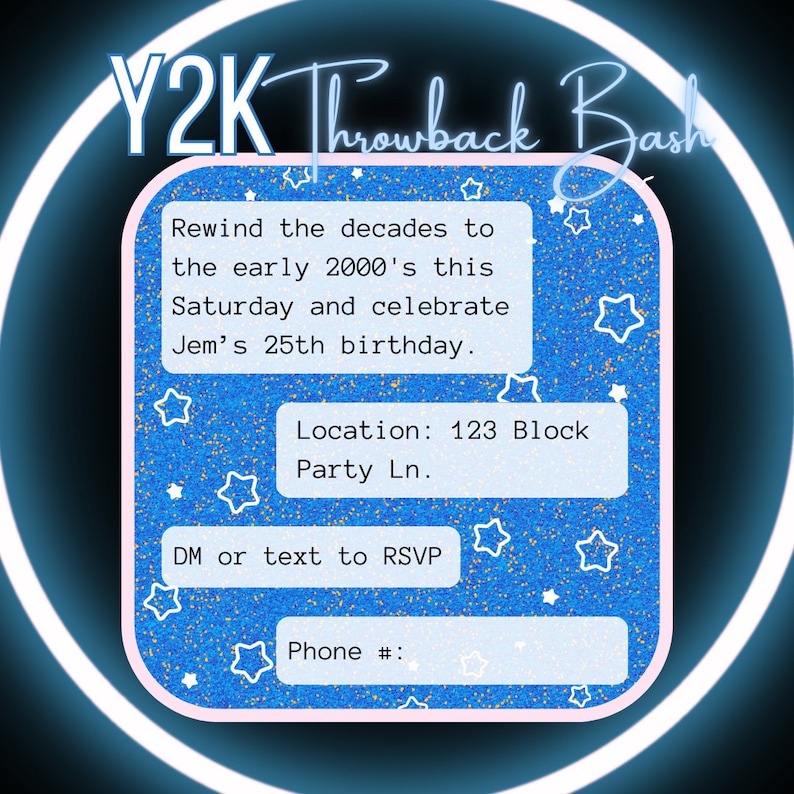 2000's Throwback Digital Party Invitation. Y2K Customizable Birthday ...