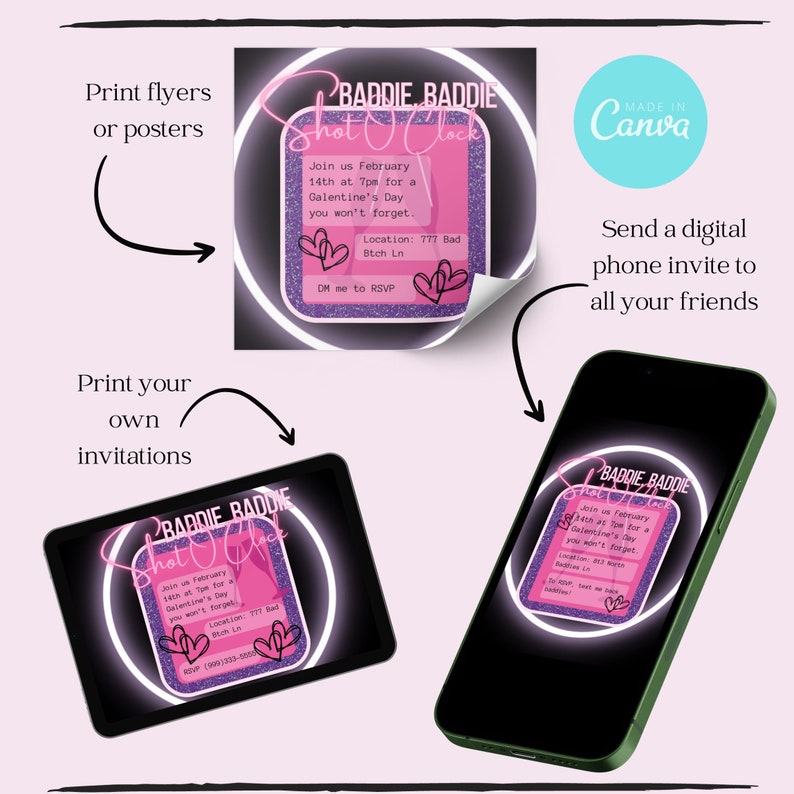 Baddie Baddie Shot O'clock Immediate, Customizable Digital Download ...