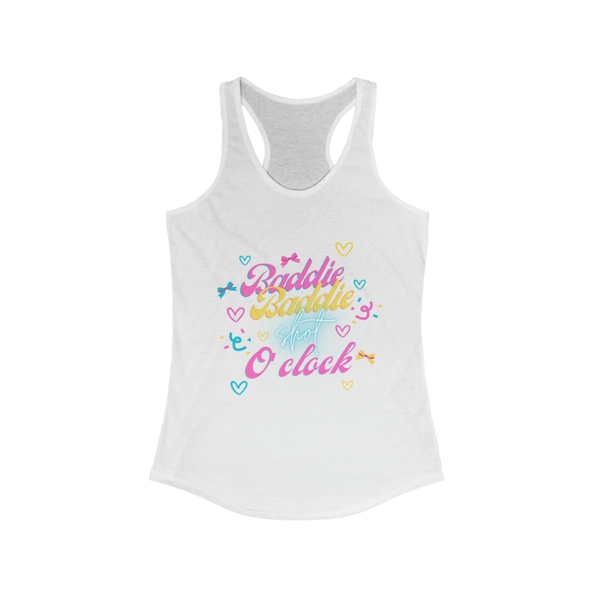 Baddies Only Baddie, Baddie Shot O'clock Slim Fit Tank Top With Bow ...