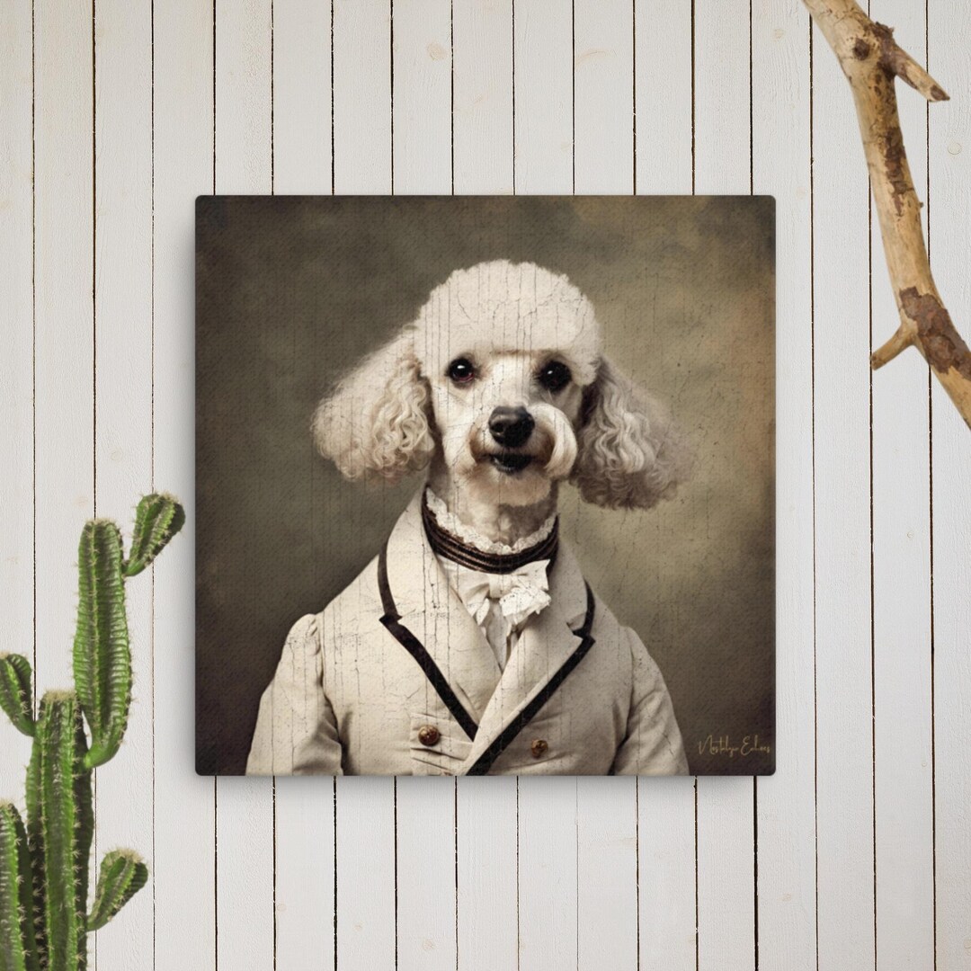 Victorian Poodle Canvas Art: Vintage Dog Portrait - Etsy