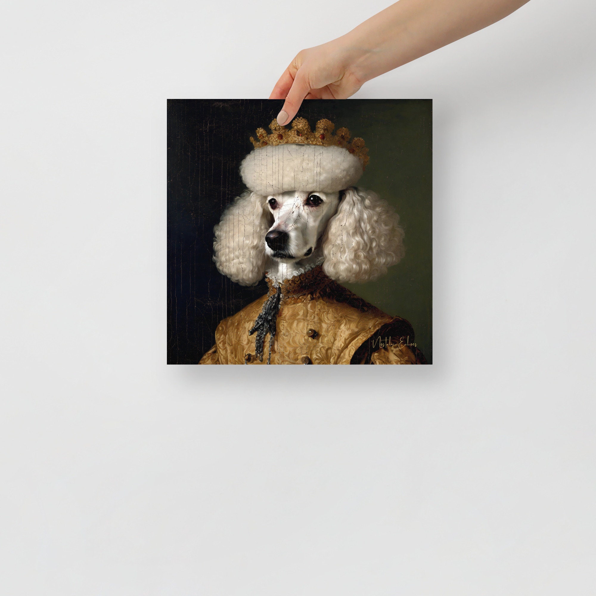 Royal White Poodle Renaissance Poster Wall Art: Vintage White Poodle ...