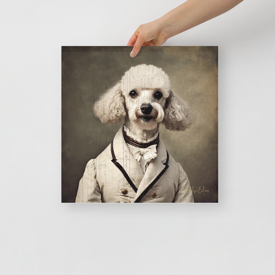 Victorian White Poodle Poster: Vintage Dog Wall Art - Etsy