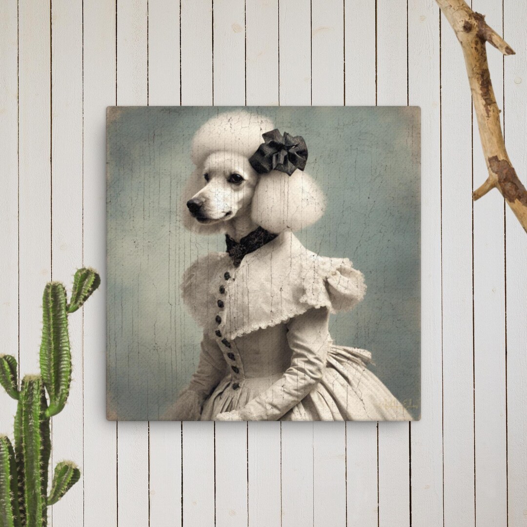 Victorian Poodle Canvas Art: Vintage Style Dog Portrait - Etsy