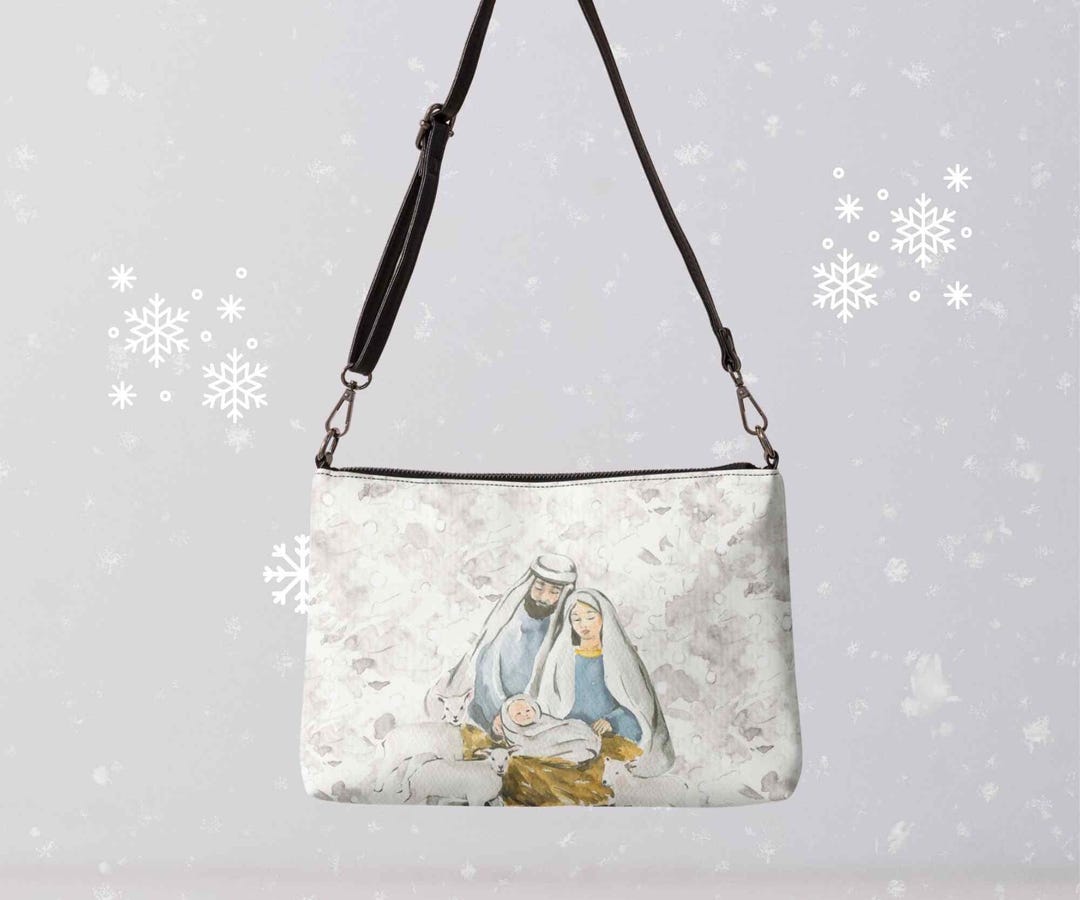 Nativy Scene Christmas Crossbody Bag | Vintage Watercolor Nativity ...