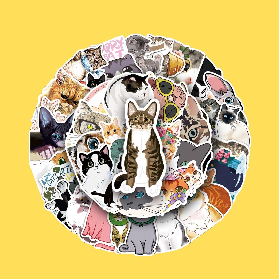 100 Pcs Funny Cat Meme Stickers – Waterproof Vinyl Decals for Laptop ...