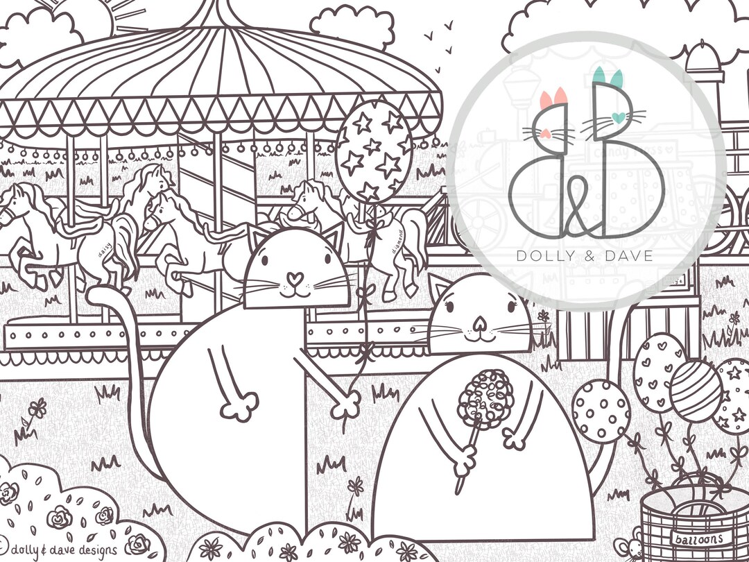 Digital Download | 1 X A4 Colouring Page | Fun at the Carnival | Dolly ...