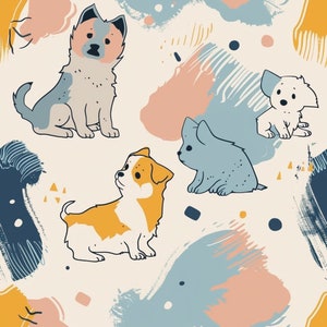 10 Puppies Collection Cute Dogs SEAMLESS PATTERNS Digital Design. Baby ...