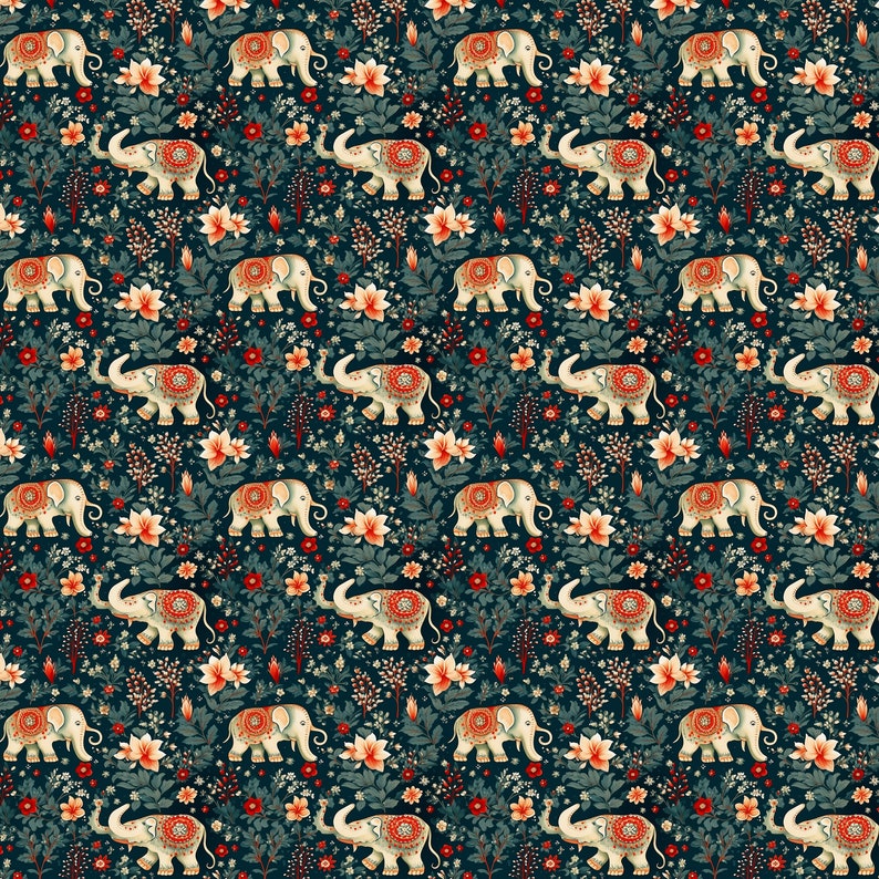 Seamless Patterns of Enchanting Thai Elephants - Mystical Tales From ...