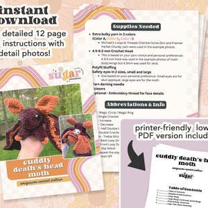 Crochet Pattern: Cuddly Death's-head Moth Plush Amigurumi, Cute Plush ...