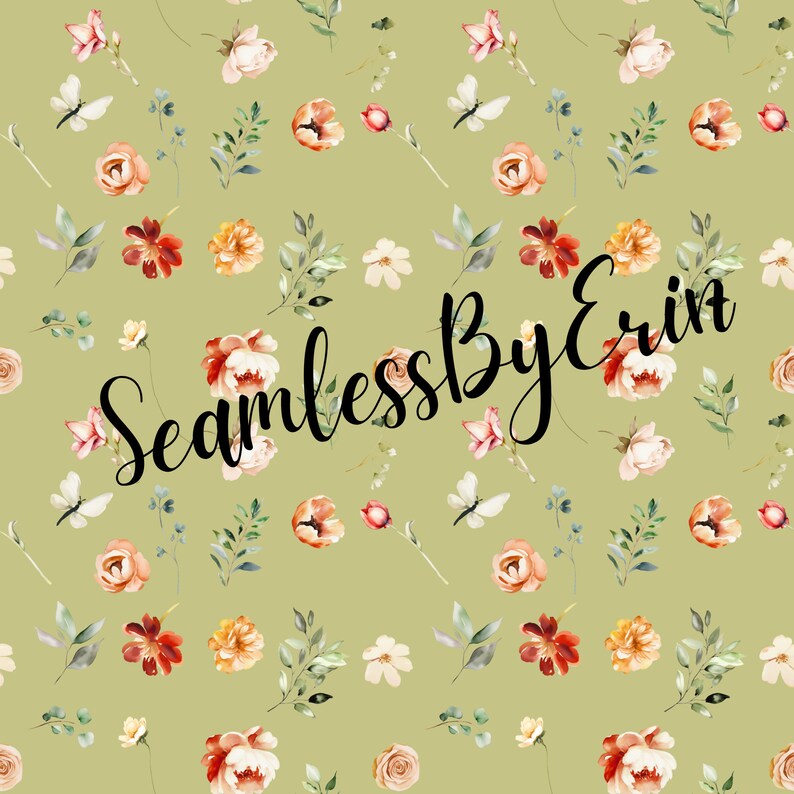 Set of 5 PNG Seamless Watercolor Floral and Greenery 2000px by 2000px ...
