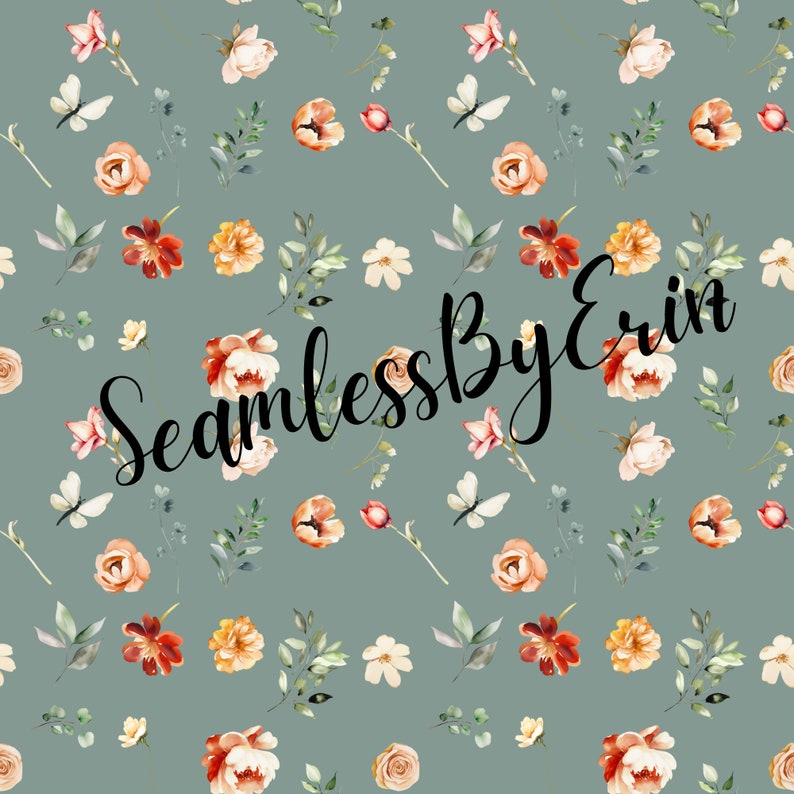 Set of 5 PNG Seamless Watercolor Floral and Greenery 2000px by 2000px ...