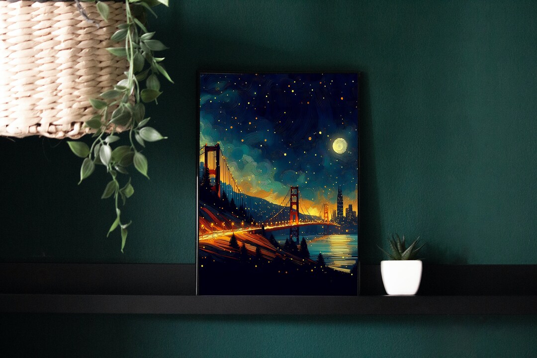 Starry Night Bridge Wall Art, Digital Print, Digital Download Wall Art ...