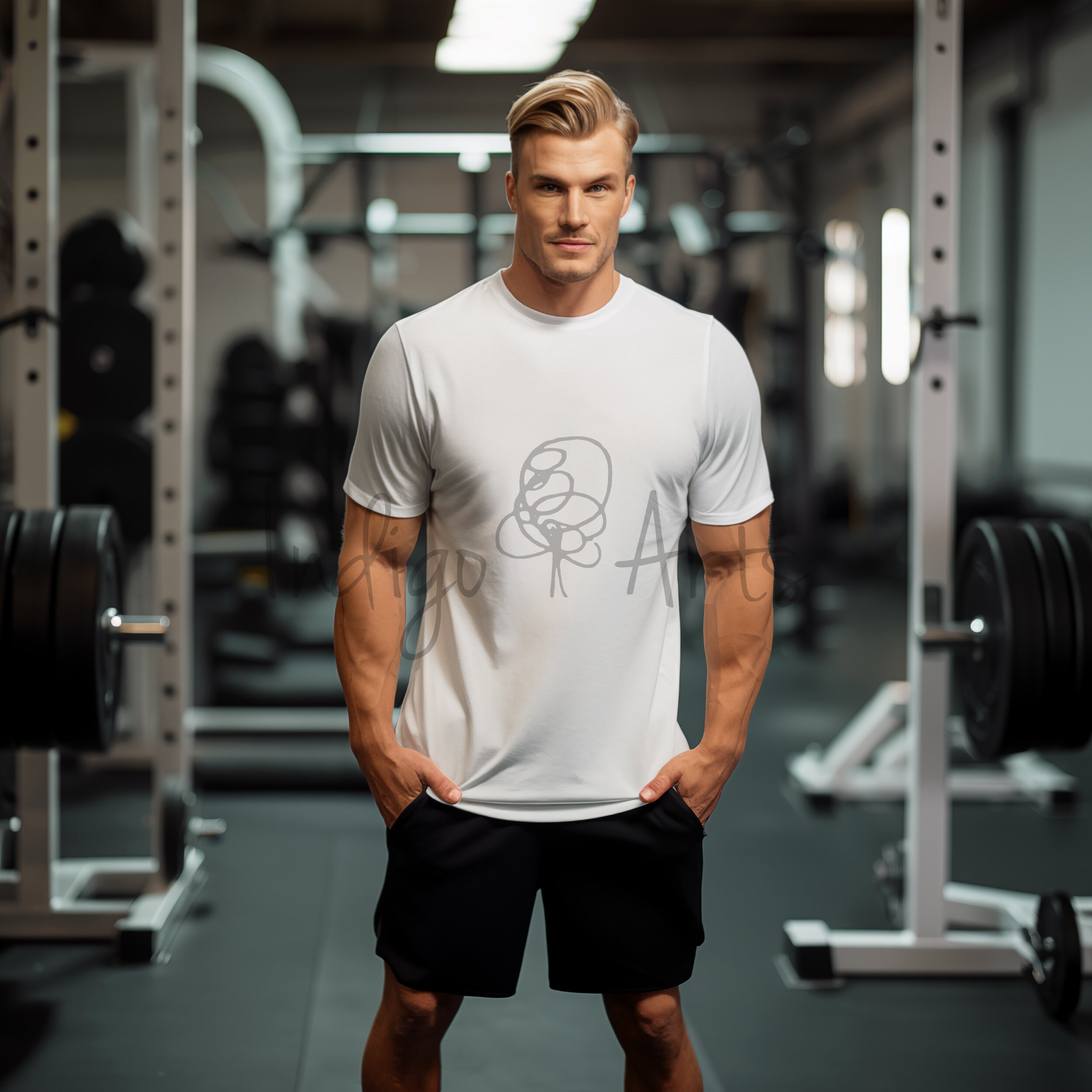 Gym Mockup Bella Canvas 3001 Gildan 5000 Tshirt Mockup Male Weight ...