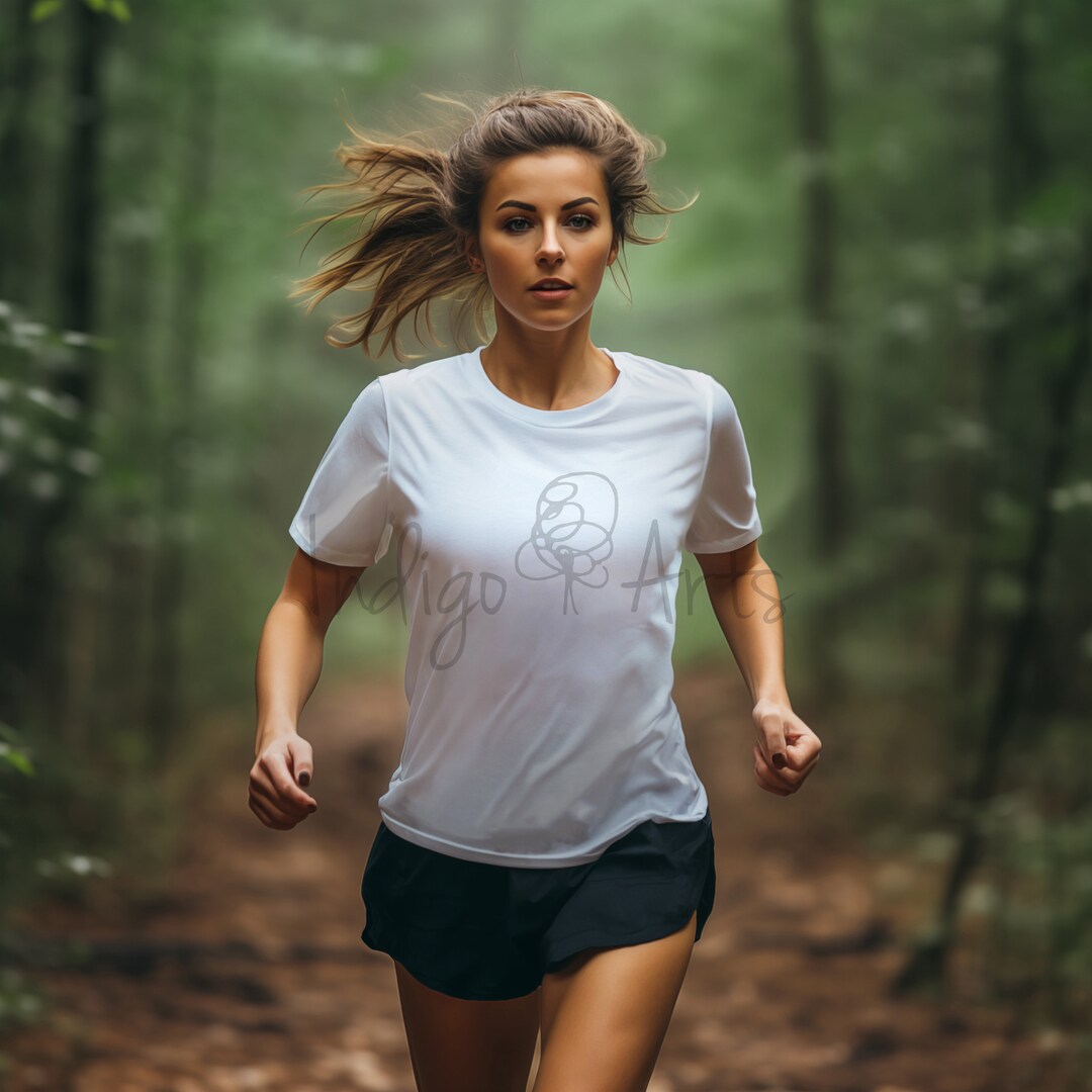 Female Runner Mockup Bella Canvas 3001 Woman T Shirt Mockup T-shirt ...