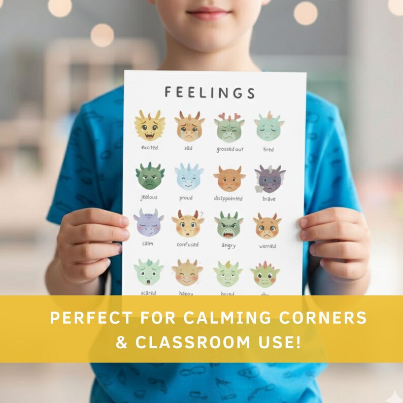 Dragon Emotions Chart: Kids' Feelings Poster & Coloring Page (PDF) - Etsy