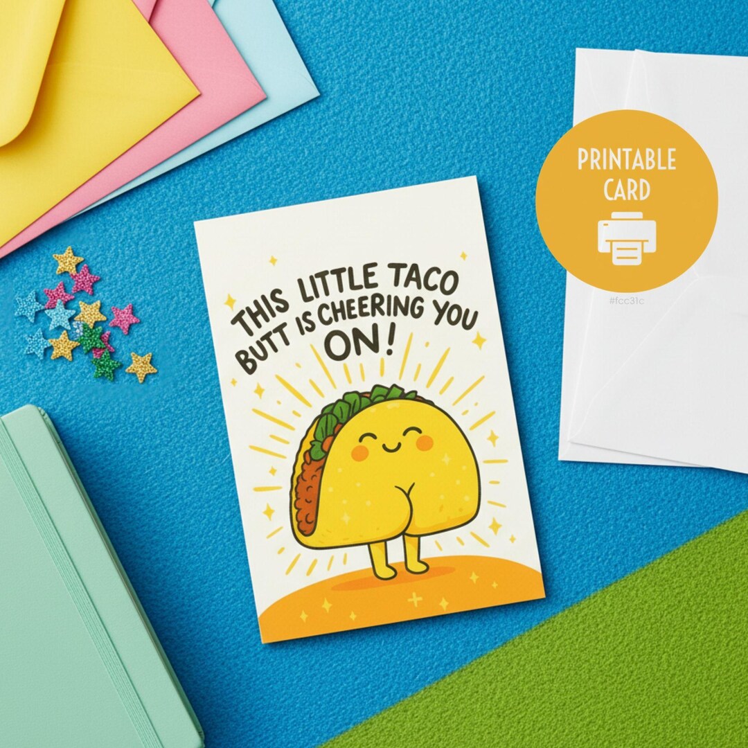 Funny Taco Encouragement Card – Cute Pun Gift, Lunchbox Note (digital ...