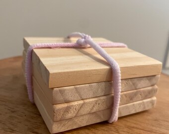 26 Unfinished Wood Coasters 4 Inch Round Blanks for Crafts. Non-slip ...
