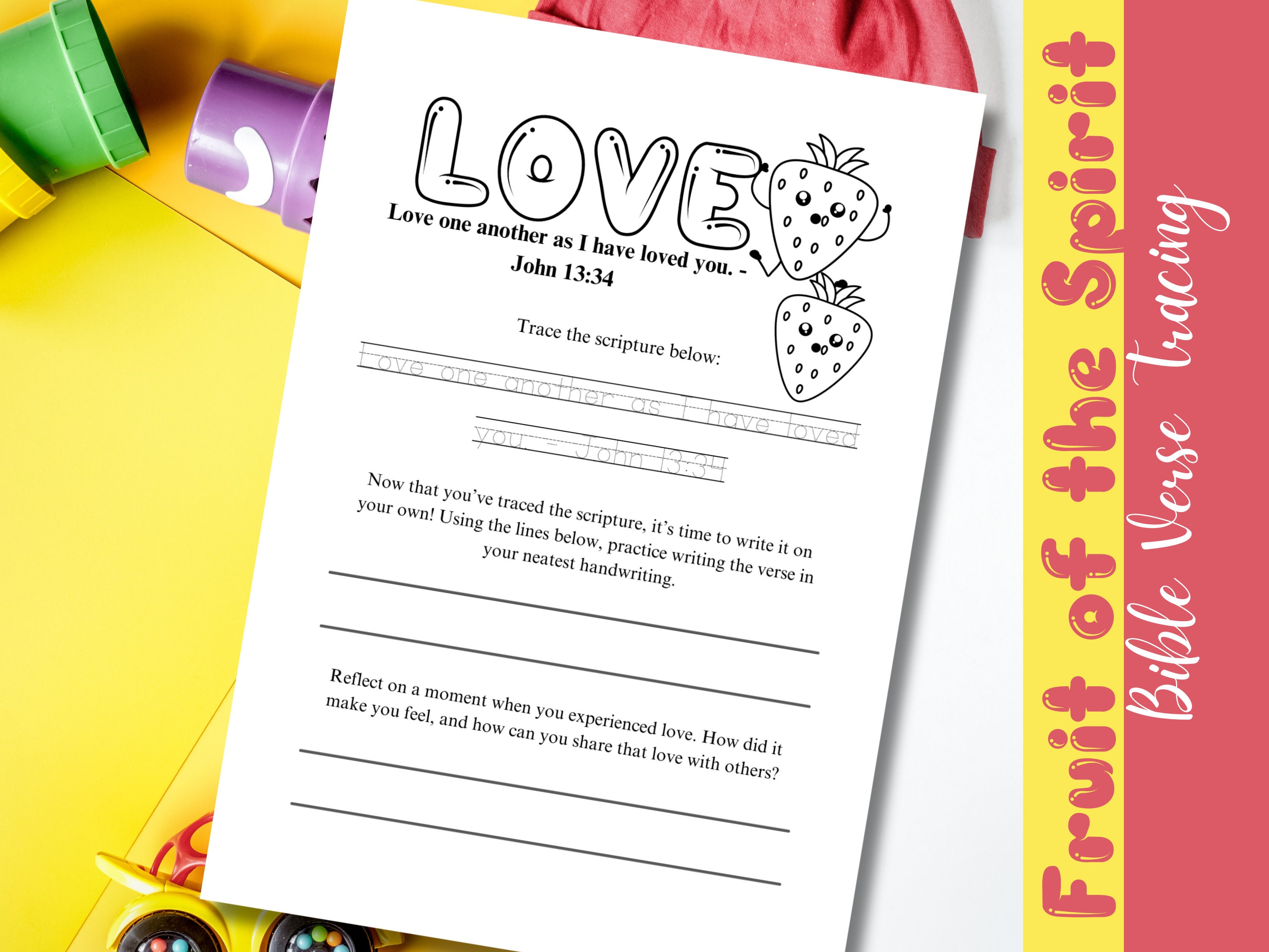 Fruit of the Spirit Activity Worksheet, Coloring Pages, Bible Traceable ...