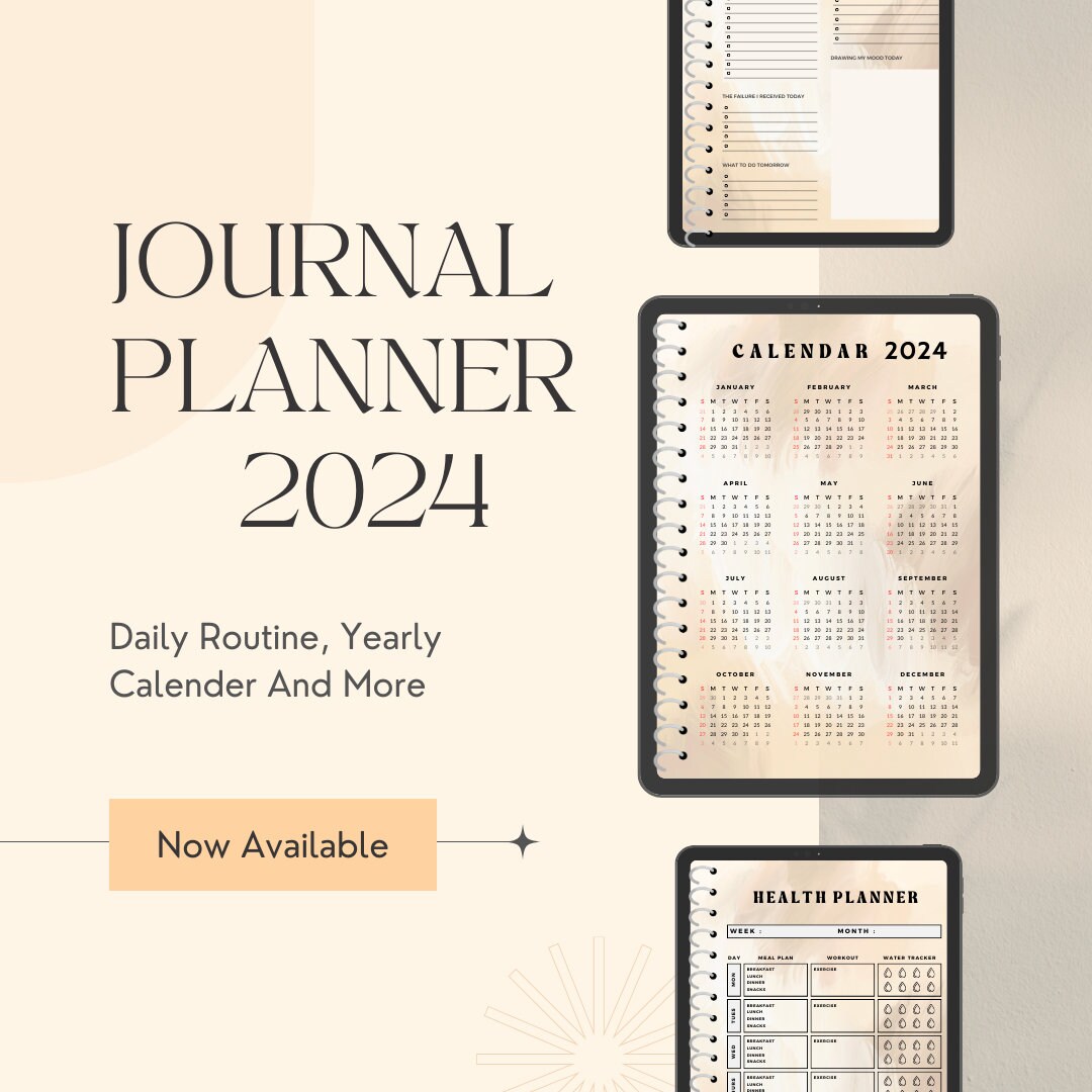 2024 Digital Planner, Dated Digital Planner, Digital Journal, Goodnotes ...