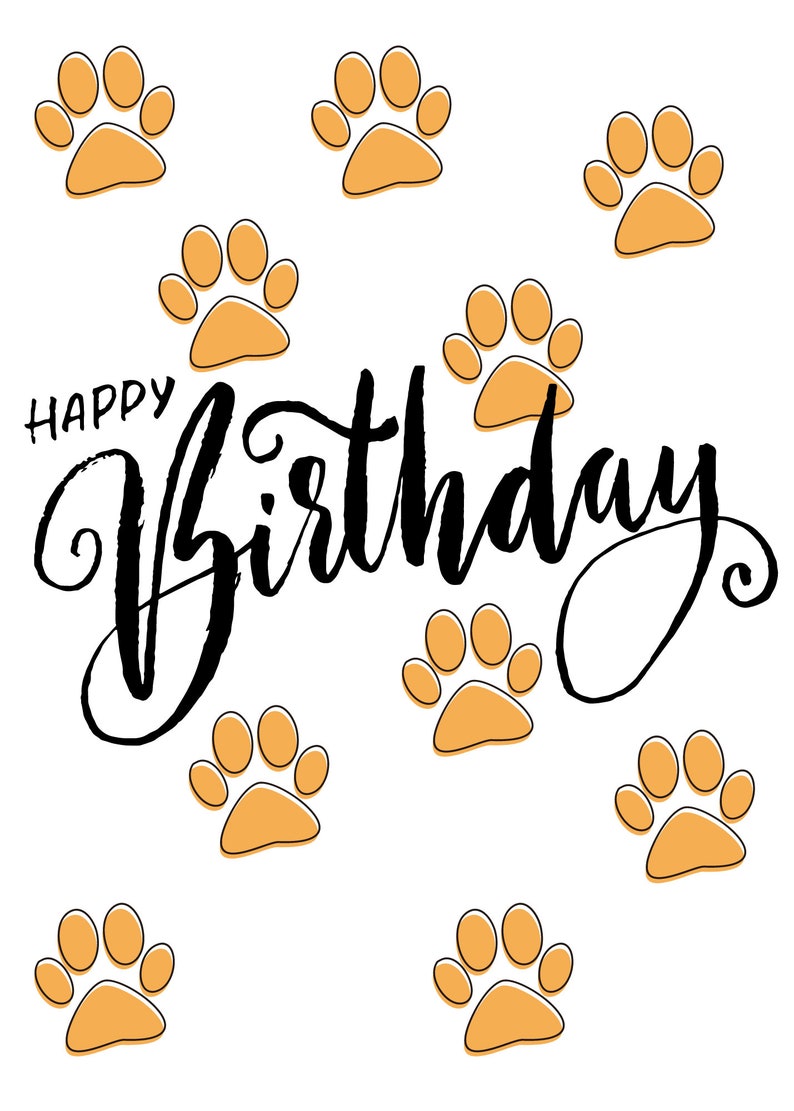 Dog Paws Birthday Cards, Greeting Dogs Cards, Digital Cards, Digital ...