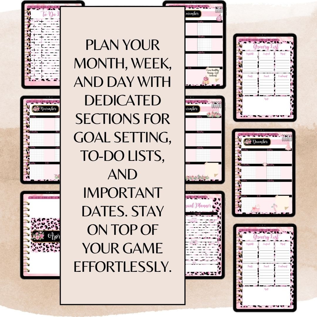 Undated Digital Planner, Pink Girl Digital Planner, Digital Journal For ...