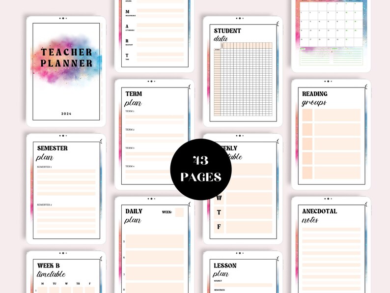 Teacher Planner, Digital Planner, Planner for Teachers, Lesson Plan ...