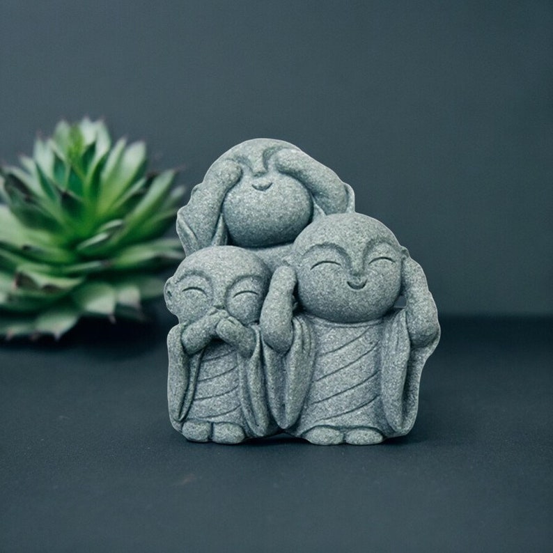 Group of Jizo Monks Praying, Perfect Sandstone Little Jizo Statue, Cute ...