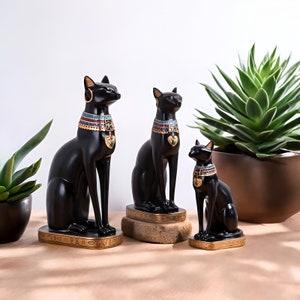Goddess Bastet Cat / Unique Statue of Black Cat With Scarab / Symbols ...