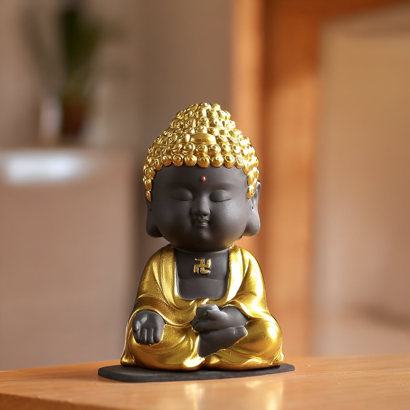 6 Ceramic Zisha Buddha Statues, Tea Tray Decoration, Little Ceramic ...