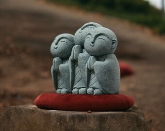 Group of Jizo Monks Praying, Perfect Sandstone Little Jizo Statue, Cute ...