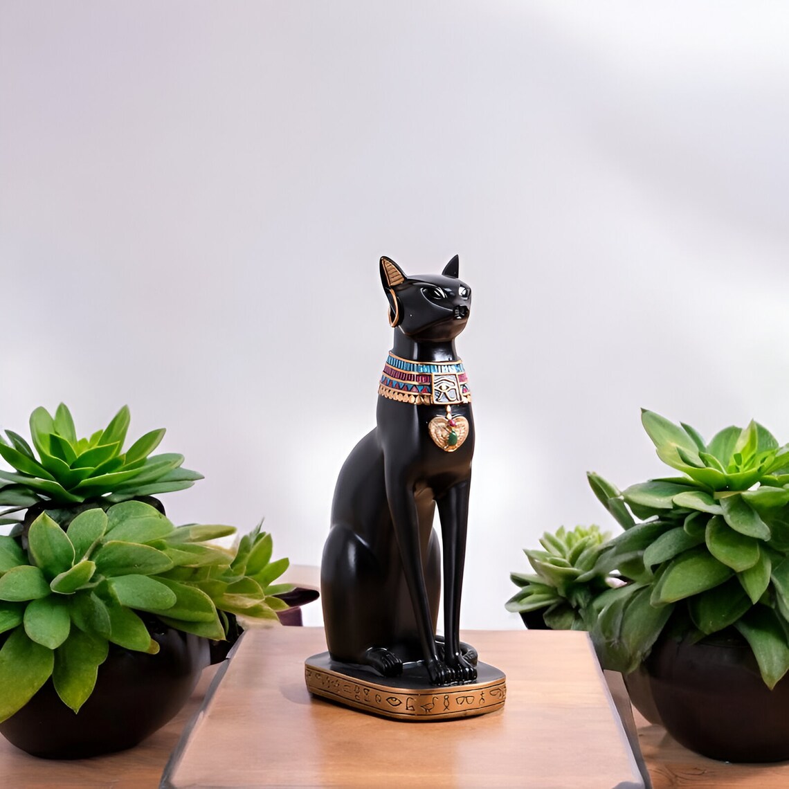 Goddess Bastet Cat / Unique Statue of Black Cat With Scarab / Symbols ...
