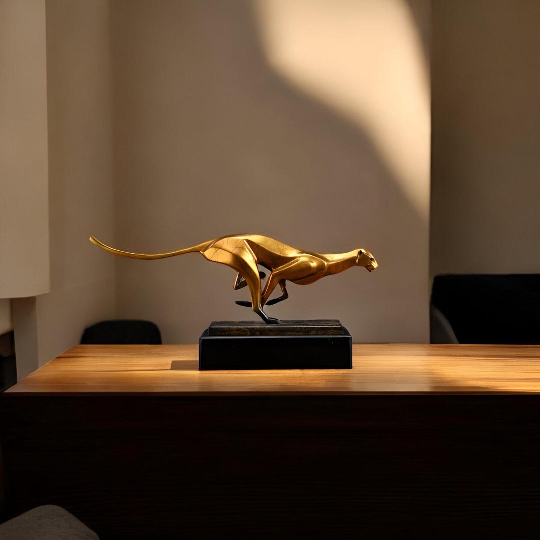 Beautiful Leopard Statue / Metal Statue of Running Leopard / Luxury ...