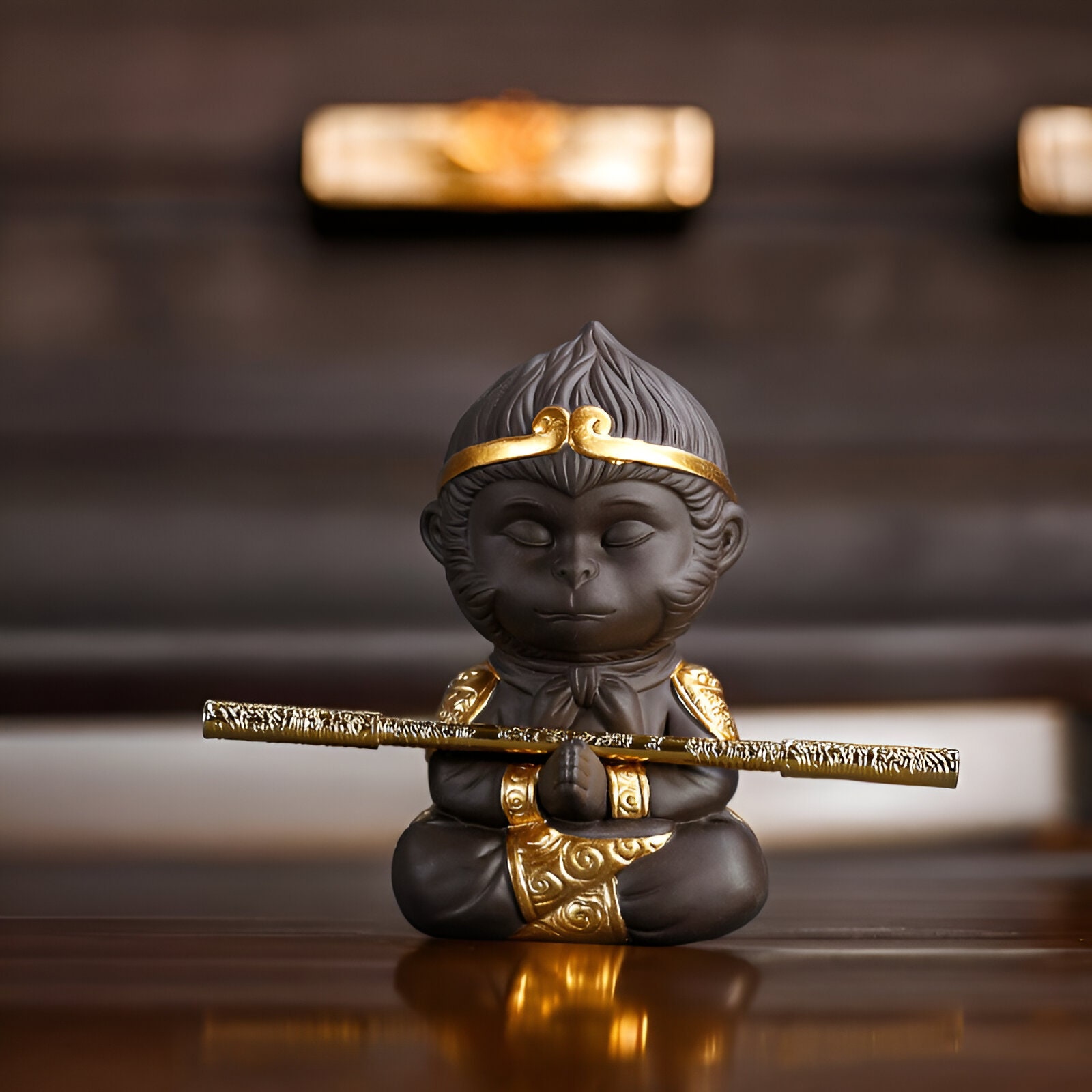 Zisha Monkey Warrior Statue: Zen Home Decor (12 X 8 Cm) - Etsy