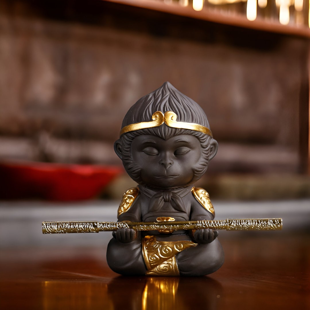 Zisha Monkey Warrior Statue: Zen Home Decor (12 X 8 Cm) - Etsy