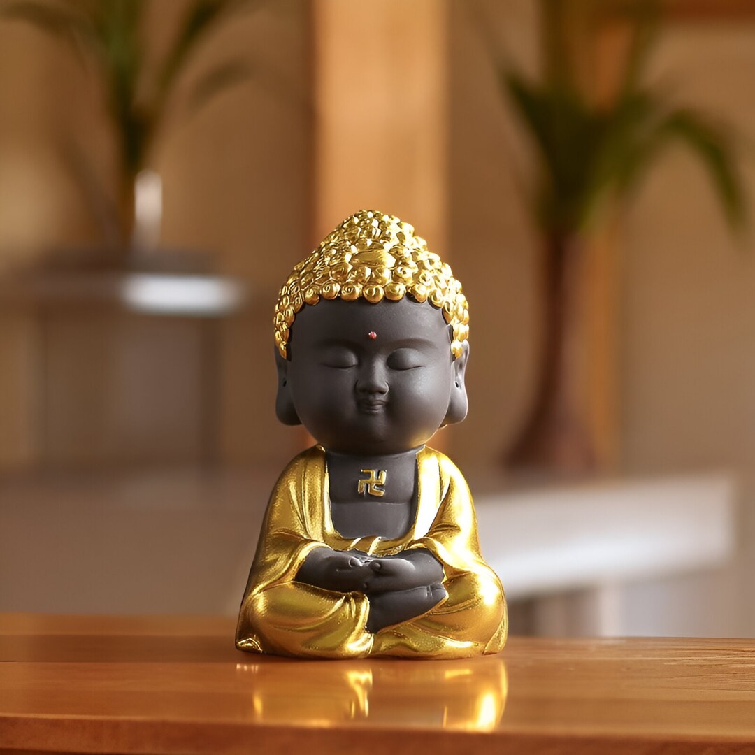 6 Ceramic Zisha Buddha Statues, Tea Tray Decoration, Little Ceramic ...