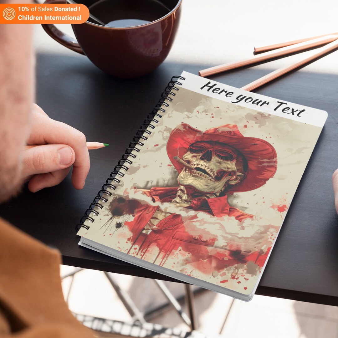 Spiral Notebook Memento Mori Art Office Gift for Couples Skull Print ...