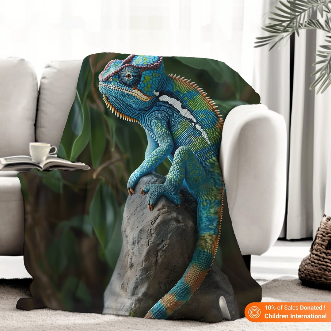 Blanket Animal Chameleon Print, Sherpa Fleece Blanket, Gifts for Him ...