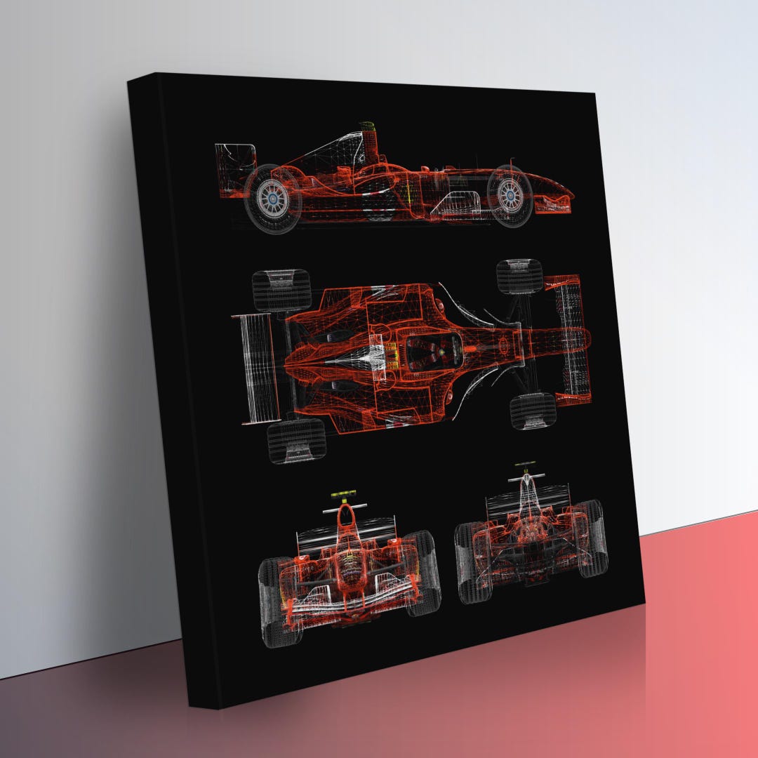 Ferrari Wall Art Wireframe Canvas Michael Schumacher Formula 1 ...