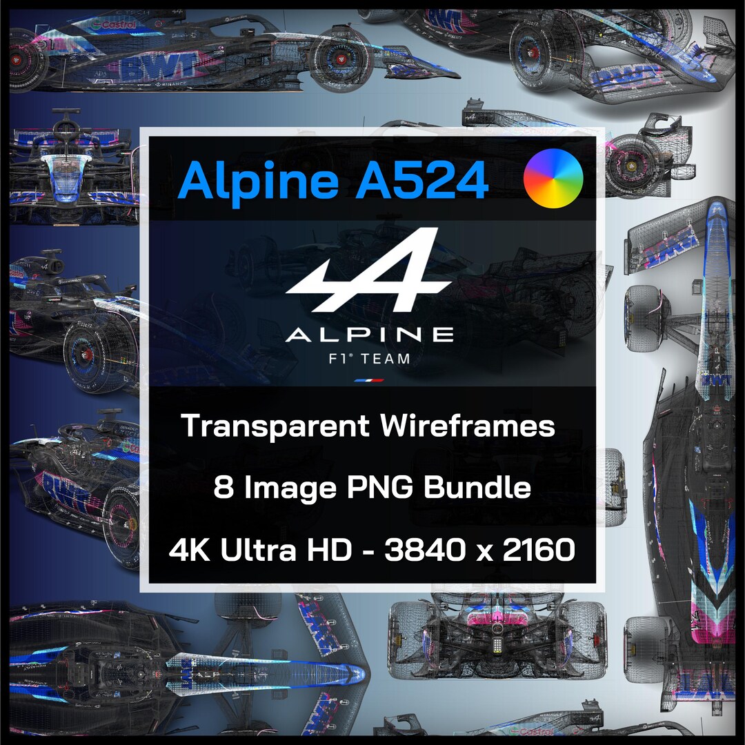 Alpine A524 Color Wireframe Bundle 8 Downloads in 1, F1, Formula 1 ...