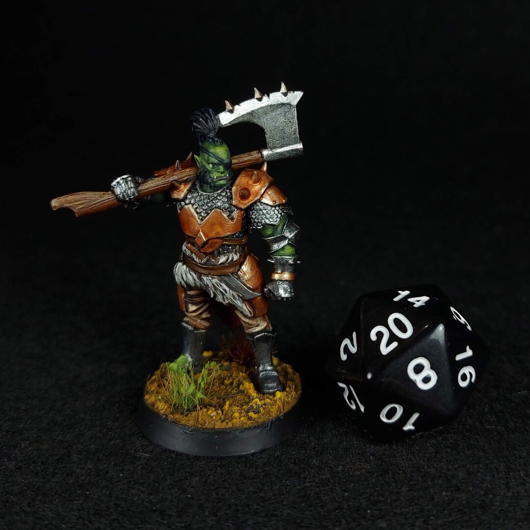 Male Orc Fighter / Warrior Hand Painted Miniature Dungeon and Dragons ...